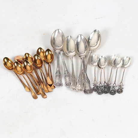 LUSIKAT, 24 kpl, hopea, eri malleja, mm. CGH, 1900-luku. Kokonaispaino ...