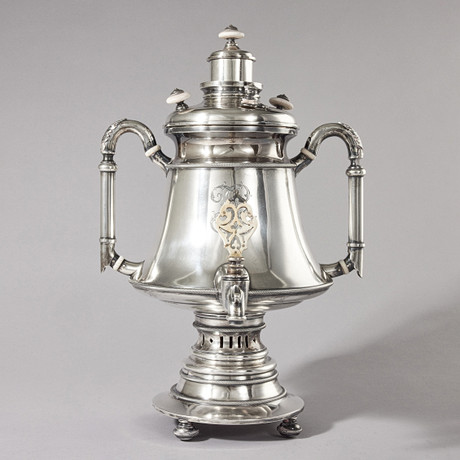 MOROZOV. A Russian parcel-gilt silver samovar, mark of Morozov, St ...
