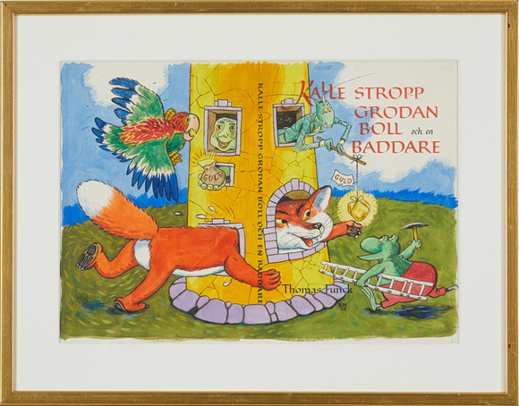 EINAR NORELIUS. „Kalle Stropp, Grodan Boll und ein Badender“, Gouache ...