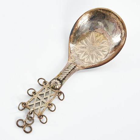 RATTLE SPOON, silver, Nordic 19th century, unstamped, Sami type. Silver ...