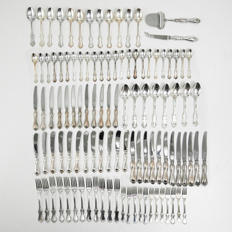 CUTLERY SERVICE, 110 dlr, model Olga, silver, various manufacturers and ...