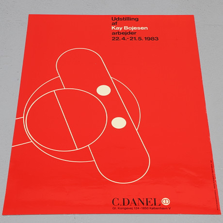 BO BONFILS. exhibition poster, Kay Bojesen, Freddy Breck, C. Danel ...