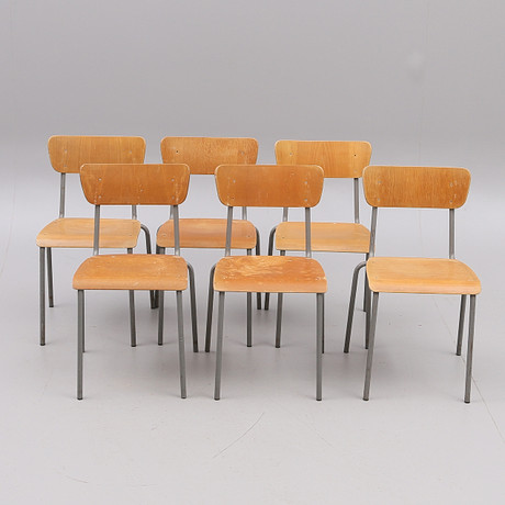 STOLAR, 6 st, stapelbara, 1900-tal. Möbler - Fåtöljer & Stolar - Auctionet
