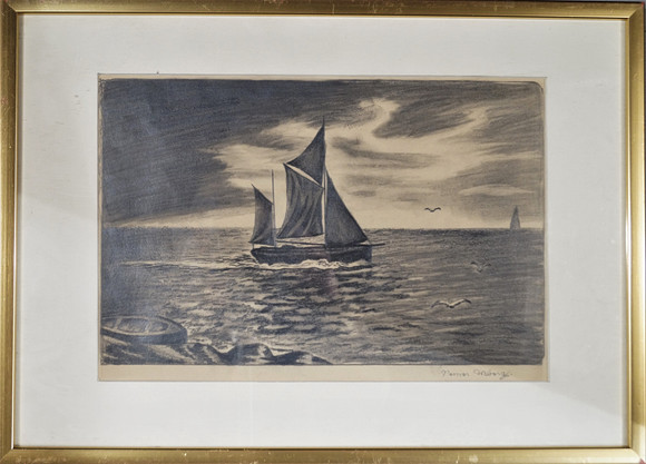 Unknown artist, drawing, signed Wiberg. Art - Drawings - Auctionet