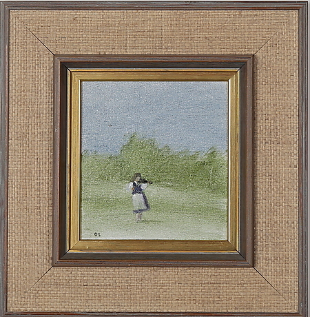 OLLE LINDGREN. Oil on Board, violin playing girl, Signed Olympics. Art ...