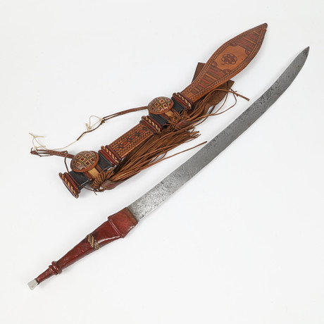 SWORD with scabbard, "Dresssword", metal/leather, Mandinka, Gambia ...