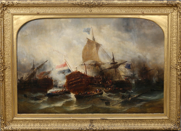 FRANCOIS ETIENNE MUSIN (BELGIEN 1820-1888). Sjöslag. Olja på duk ...