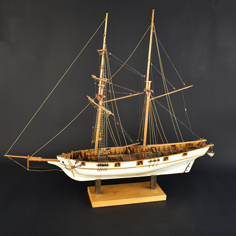 FARTYGSMODELL, skonert, trä, 1900-tal. Samlarföremål - Teknika ...