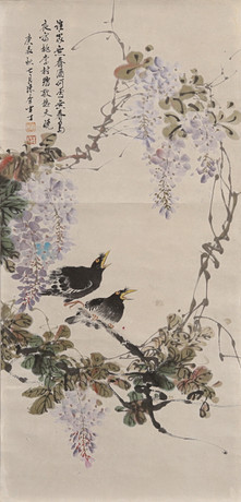 CHEN BANDING (1876-1970). Attributed. Birds on tree branch, watercolor ...