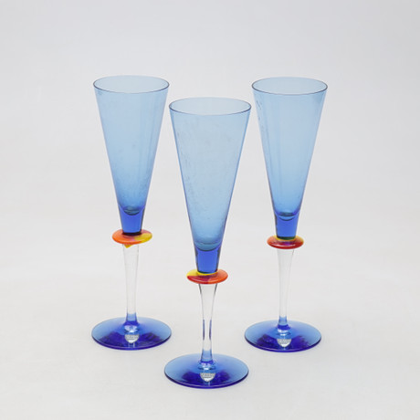 ERIKA LAGERBIELKE. champagnestrutar, 3 st, "Pepperoni", Orrefors. Glas ...