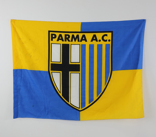 SPORT MEMORABILIA, Tomas Brolin, Flag, Parma football team, with ...