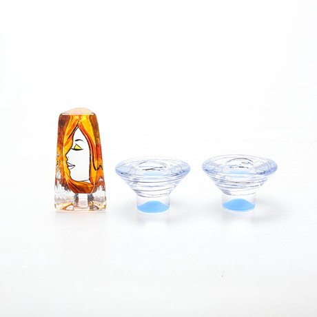 GLASS OBJECTS, 3 pcs, Nybro AND Sea, modern. Glass - Art glass - Auctionet