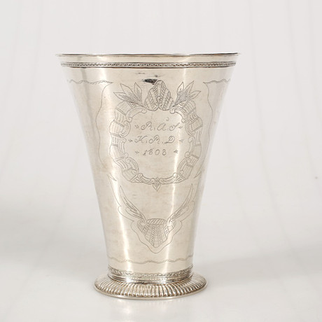 CARL PETTER NORLIN. Bägare, silver, signerad P Norlin, 240,1 gram, 1808 ...