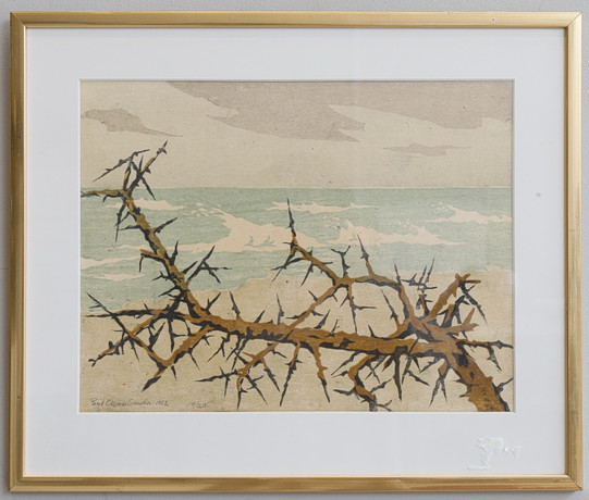 ERIK OLSSON SANDA. Träsnitt, motiv från Gotland, signerad, numrerad 18/ ...