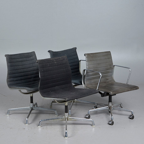 CHARLES & RAY EAMES. Herman Miller, fyra stolar/kontorsstolar, modell ...