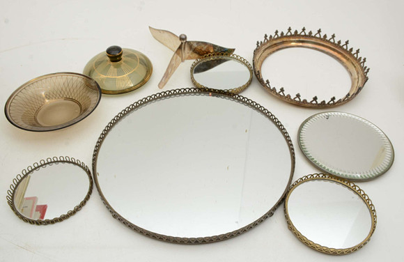 3 mirror trays, 1 large mirror tray, metal frame for mirror tray and ...