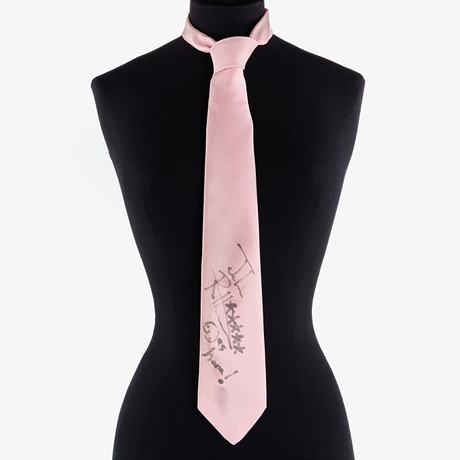 SIX PISTOLS, JOHNNY ROTTEN, autograph on tie, "Johnny Rotten was here ...