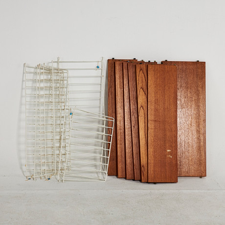 STRINGHYLLOR, 14 dlr, 1960-tal, 6 vita gavlar, 7 hyllplan i teakfanér ...