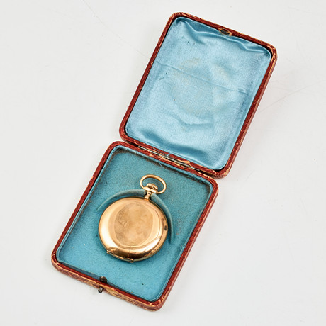 OMEGA, pocket watch, 14k gold, savonette, circa 1917, white enamel dial ...