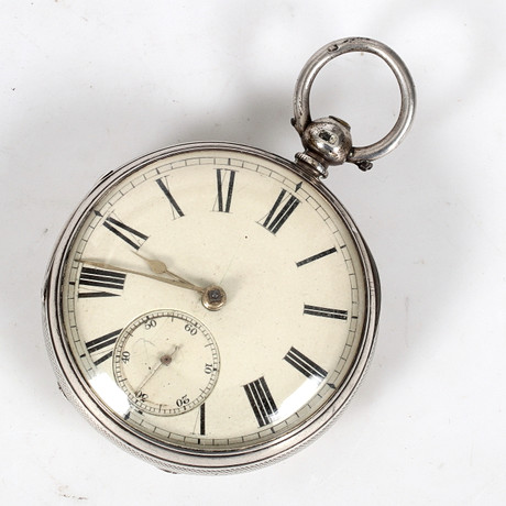 POCKET WATCH, Sterling silver, so-called "key puller" half spindle ...