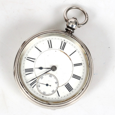 POCKET WATCH, Sterling silver, so-called "key puller" half spindle ...