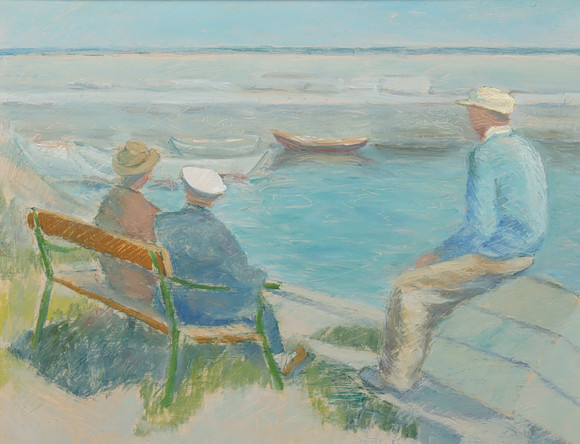 UNKNOWN ARTIST, "Arild's Harbour", oil on Board. Art - Paintings ...