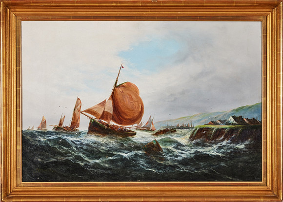 JOHN WILSON CARMICHAEL. Marint motiv, olja på duk, 61 x 91 cm. Konst ...