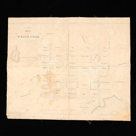 KARTA, över Växjö stad, 1848. Böcker, Kartor & Handskrifter - Kartor ...