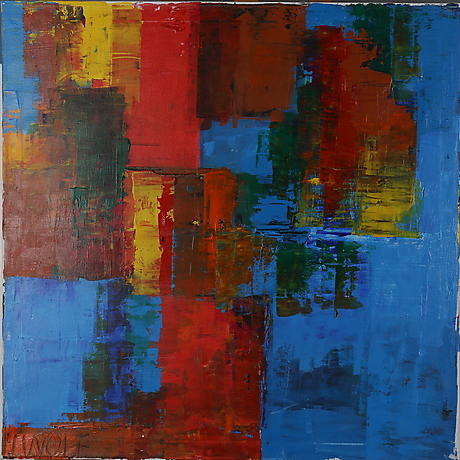 JAN WOLF. Acrylic on canvas, "Colors of life Caribbean" signed J Wolf ...