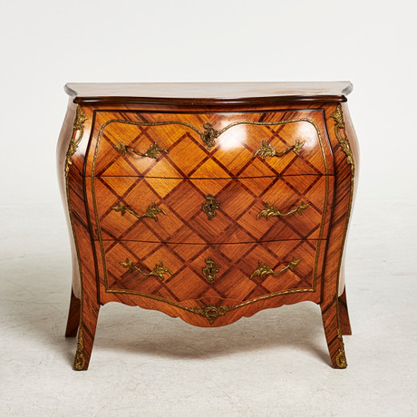 Chest of drawers, Rococo style, 3 drawers with pull handles in brass ...