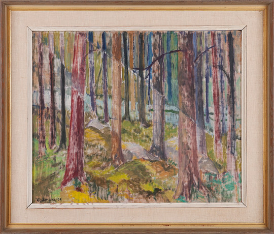 HARRY WICHMANN. (1916-1993): Skog, olja på pannå, signerad och daterad Wichmann -50. Konst ...
