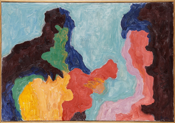 MATS BILDE. Komposition, olja på duk, signerad och daterad -75. Konst ...