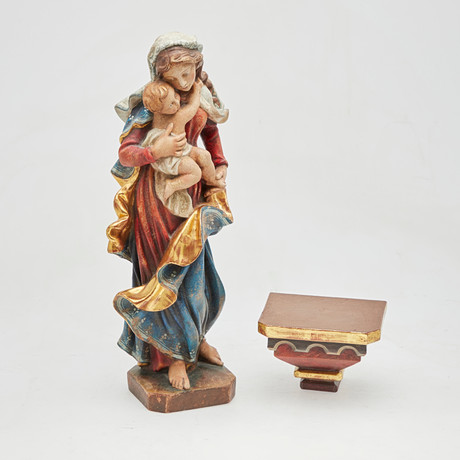Holy figure / wall figure, Maria with child, wood, southern Germany ...