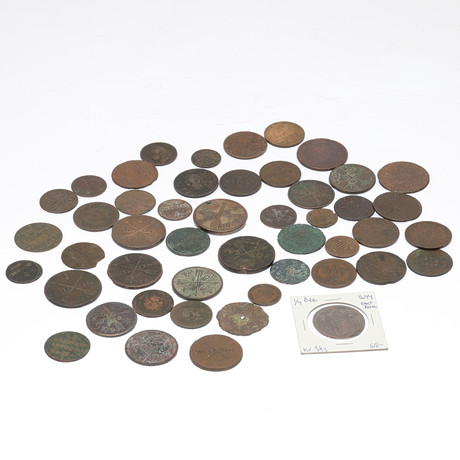 COPPER COINS, 49 pieces, Sweden, 17th/19th century. Coins, Medals ...