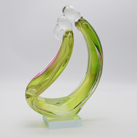 DESIGNER GLASS SCULPTURE "THE KISS", BY GILDE HANDWERK, MOUTH-BLOWN ...