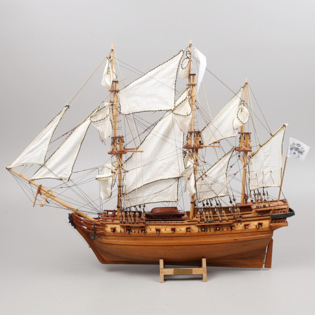 Maqueta de barco, velero, tres mástiles, madera, textil, metal, tipo ...