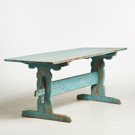 BOCKBORD, allmoge, 1800-tal, furu, bemålat. Möbler - Bord - Auctionet