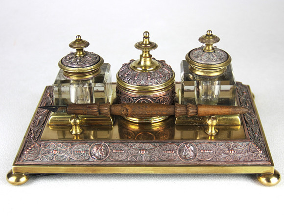 SUPERB 19TH CENTURY DESK COMPANION WRITING SET. Miscellaneous ...