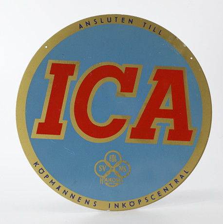 SKYLT, ICA, plåt, 1960-tal. Övrigt - Övrigt - Auctionet