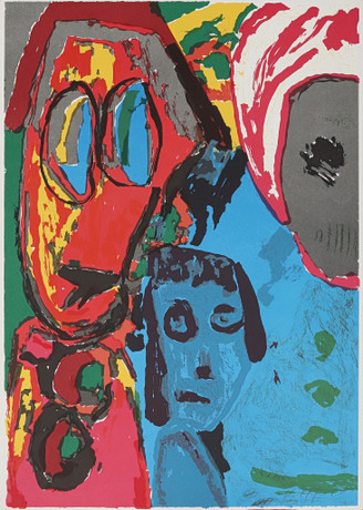 KENNETH BJÖRNE. Composición con caras, serigrafía en color no EA ...