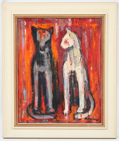 ROBERT FREUND. Painting, Two Cats. Art - Paintings - Auctionet