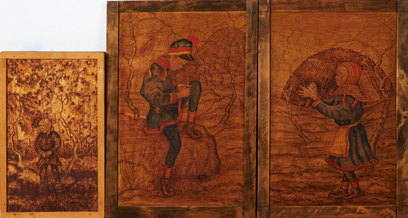 SUNE BERGMAN (1890-1976). Saamelainen aihe, 3 kpl, sekatekniikka ...