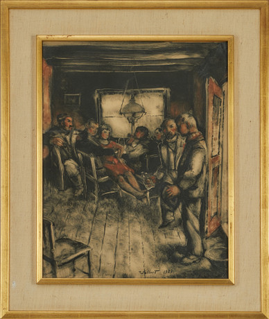 AXEL WALLERT (Sverige, 1890-1962), Ölcaféet, signerad och daterad, 1920 ...