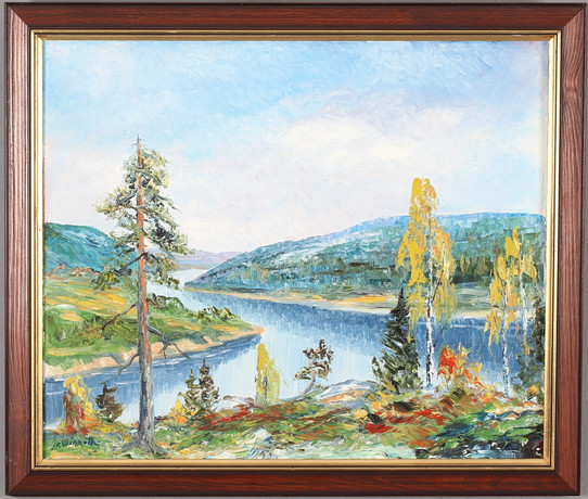 J F WINROTH. indalsälven, olja på duk, signerad. Konst - Måleri - Auctionet