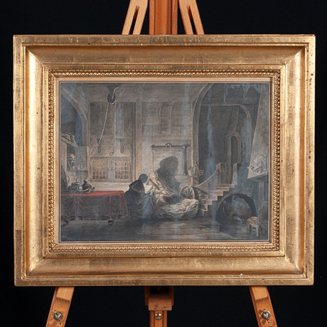 REMBRANDT HARMENSZ VAN RIJN. Hans krets. Efter. Färggravyr, 1800-tal ...