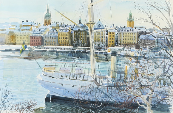 DAVID BRACKEN, akvarell, signerad. Konst - Måleri - Auctionet