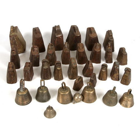 COW BELL PIPES/BELL PIPES, 33 pieces, brass, 18/1900s. Silver & Metals ...