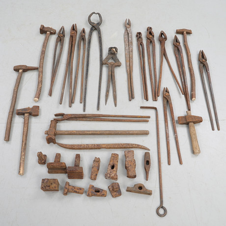 ANTIQUE FORGING TOOLS, A Collection. Swedish Folk Art - Tools & Gears ...