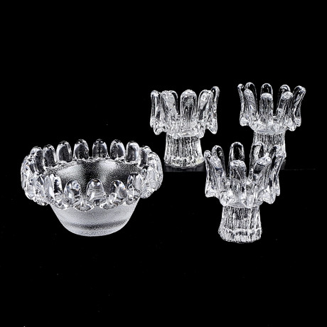 GÖRAN WÄRFF. Ljuslyktor, skål, 4 delar, glas, "Solros". Glas ...