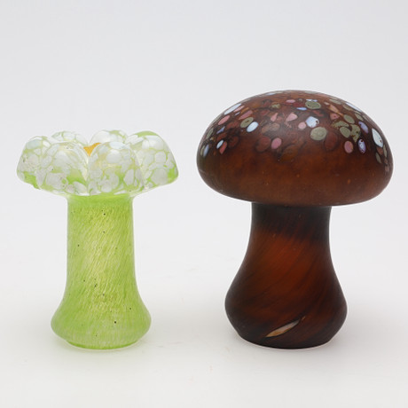 MONICA BACKSTRÖM. Glaskonst, 2 st. svamp och blomma, Boda. Glas ...